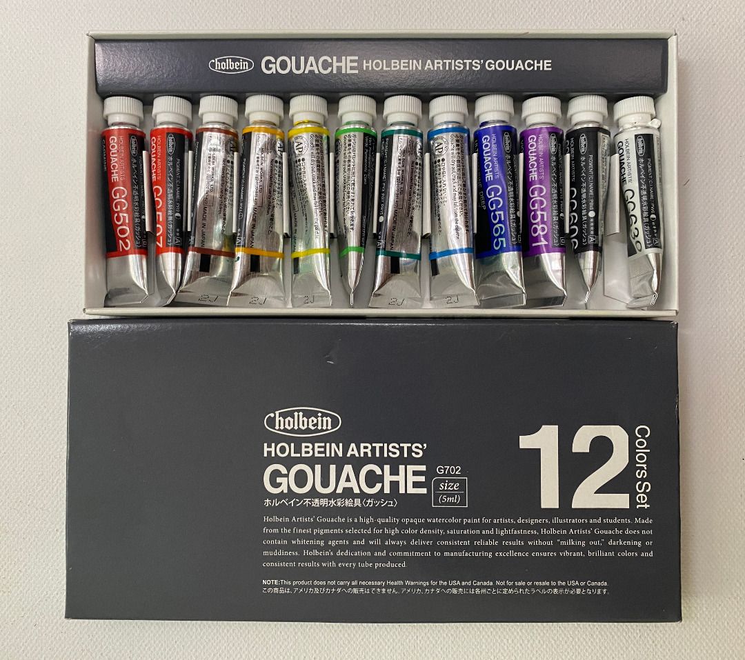 Japanese Holbein Artist's Gouache Set of 12, Hobbies & Toys, Stationary ...