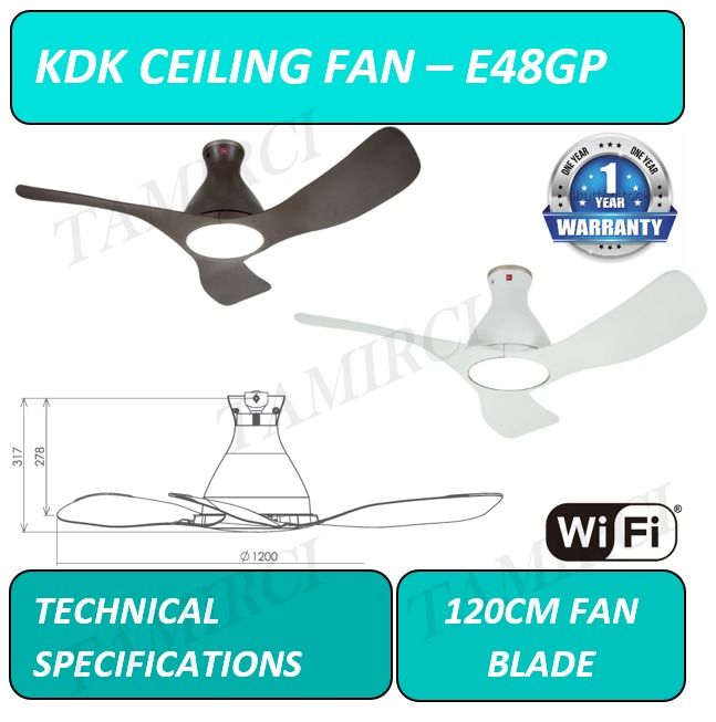 KDK E48GP CEILING FAN with LED, Furniture & Home Living, Lighting ...