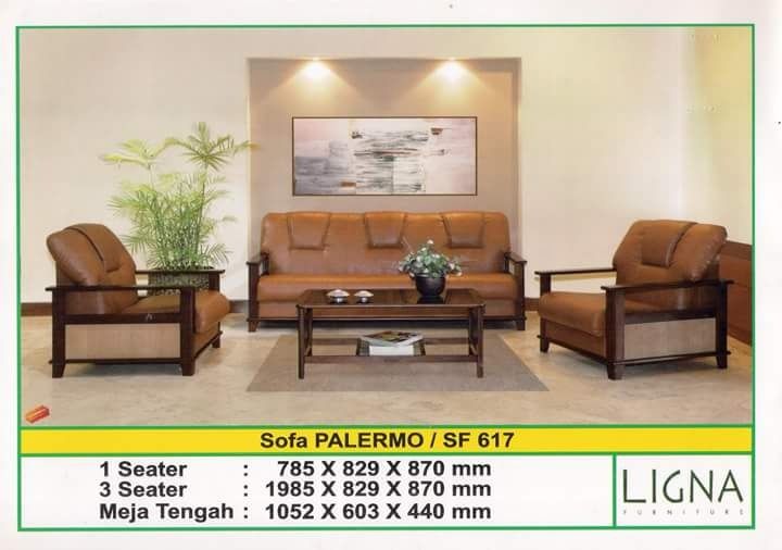 Kursi tamu kayu asli 1 set Ligna Palermo Sofa kayu Sofa set sofa ...