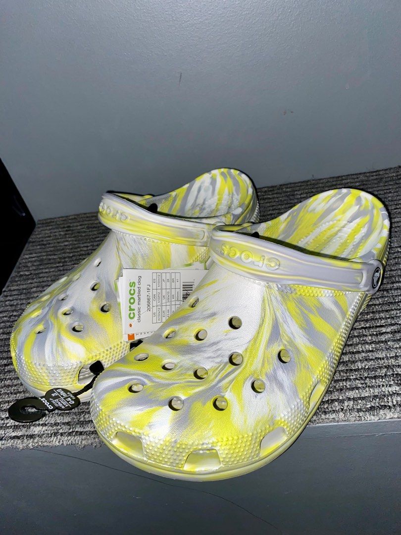 LEGIT Size M10 Crocs Classic Marbled Clog White Microchip, Men's ...