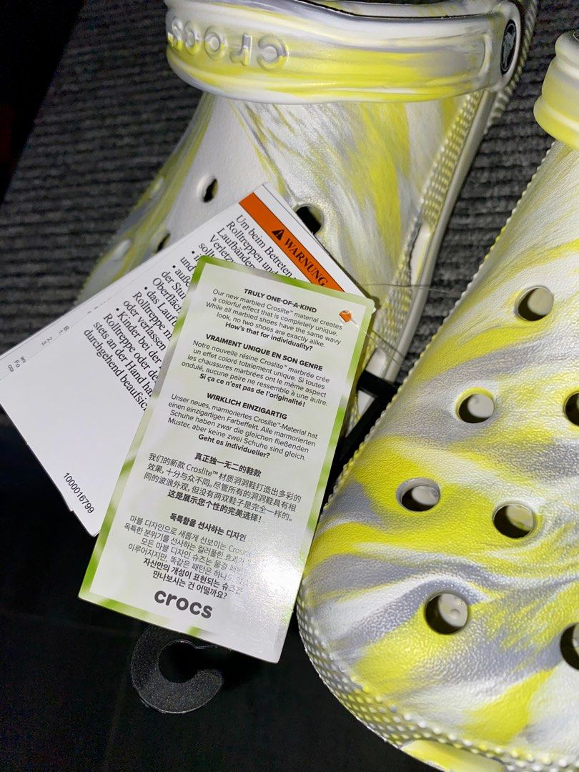 LEGIT Size M10 Crocs Classic Marbled Clog White Microchip, Men's ...