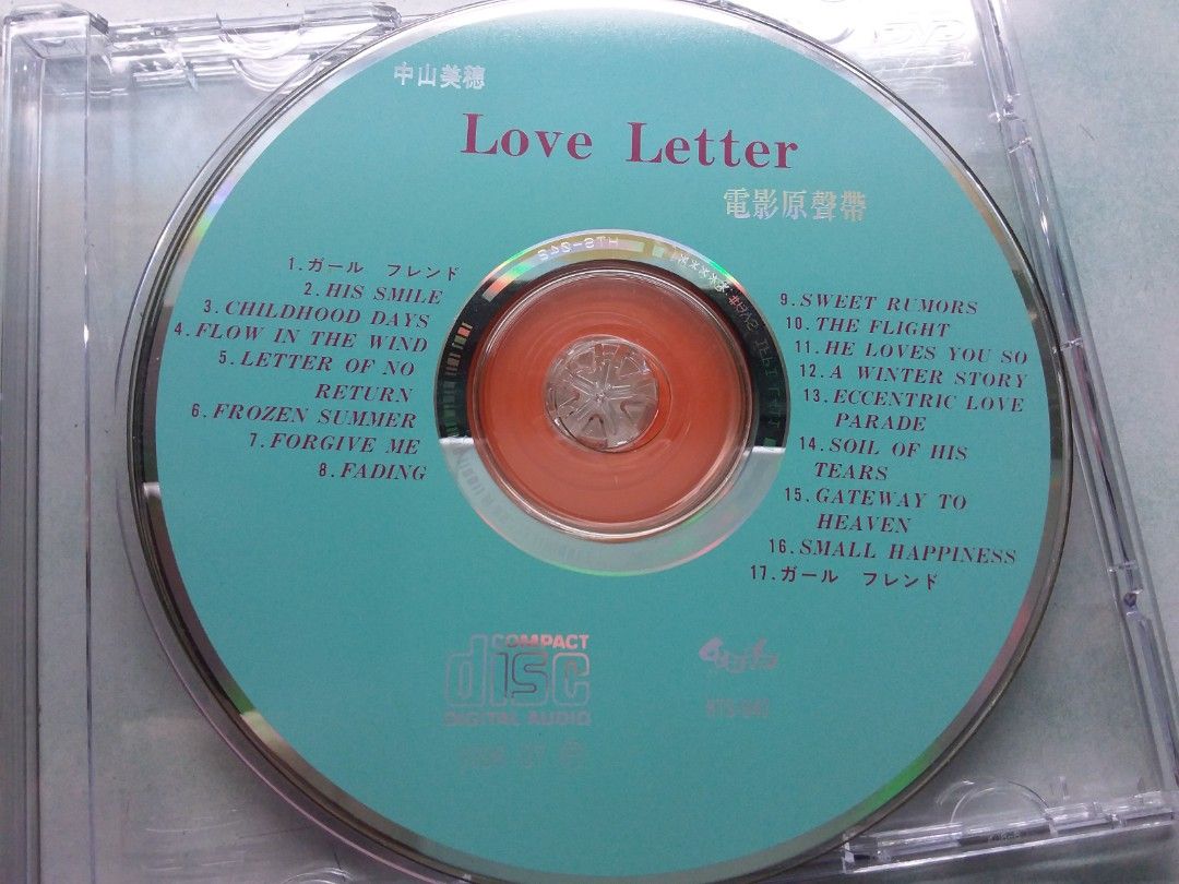 LOVE LETTER ORIGINAL SOUNDTRACK 中山美穗情書原聲帶，缺底紙。新淨包平郵費。, 興趣及遊戲, 音樂、樂器 & 配件, 音樂與媒體 - CD 及 DVD ...