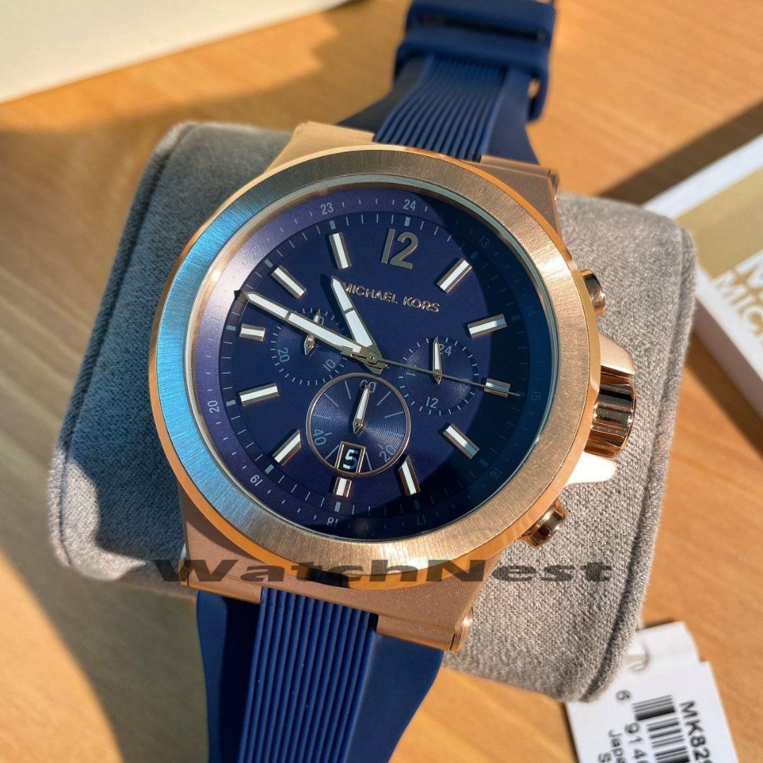 Michael Kors Dylan Rosegold Navy Blue Watch MK8295, Luxury, Watches on ...