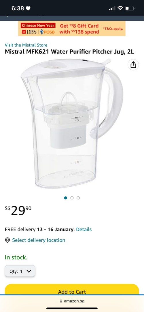 Mistral MFK621 Water Purifier Pitcher Jug, 2L Display Set $20, TV ...