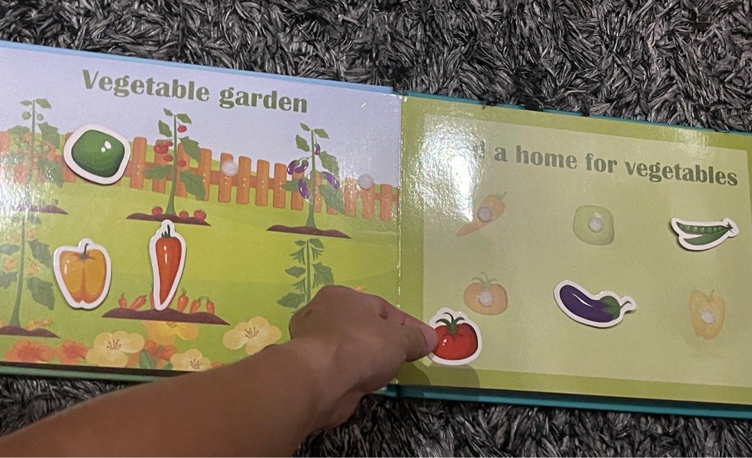 Montessori reusable sticker book fruits vegetables, Hobbies & Toys ...