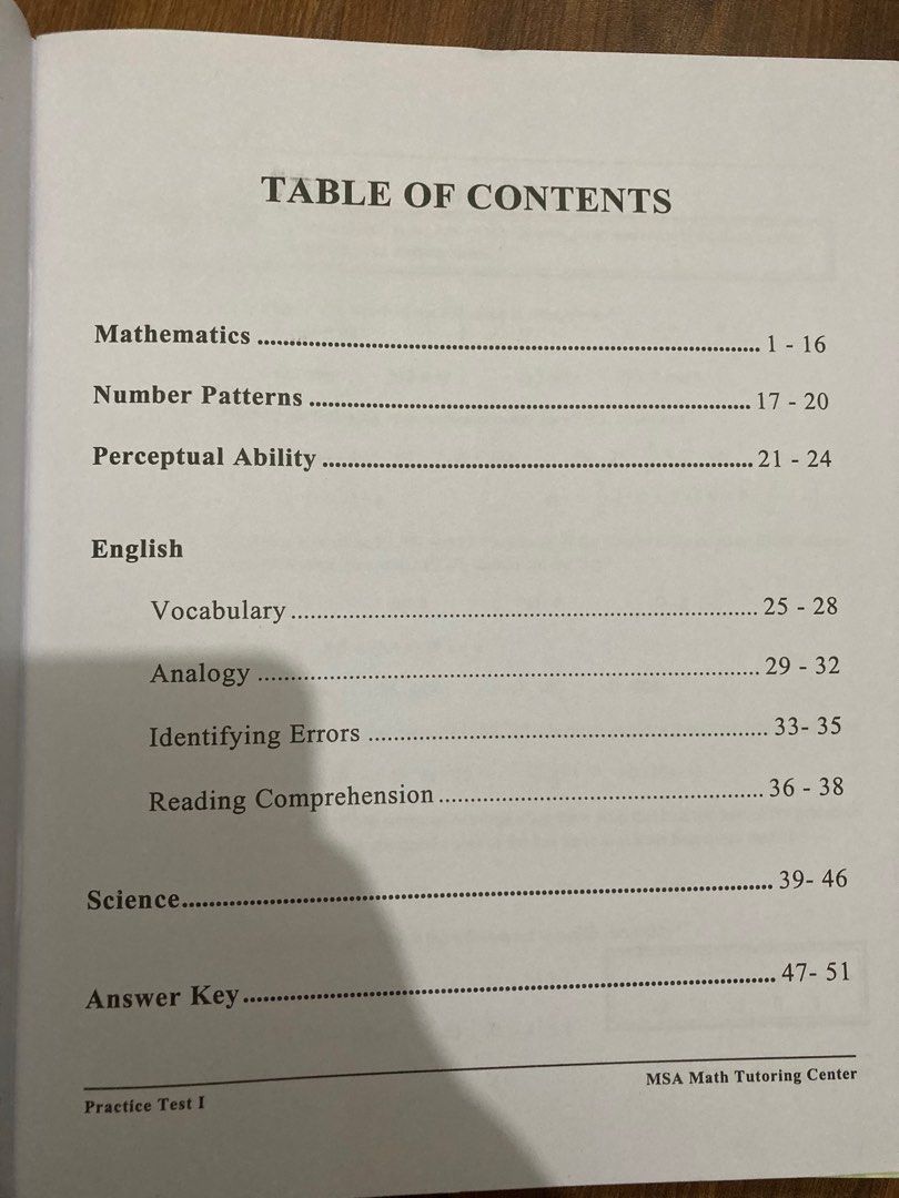 MSA Practice Test for CETs, Hobbies & Toys, Books & Magazines ...