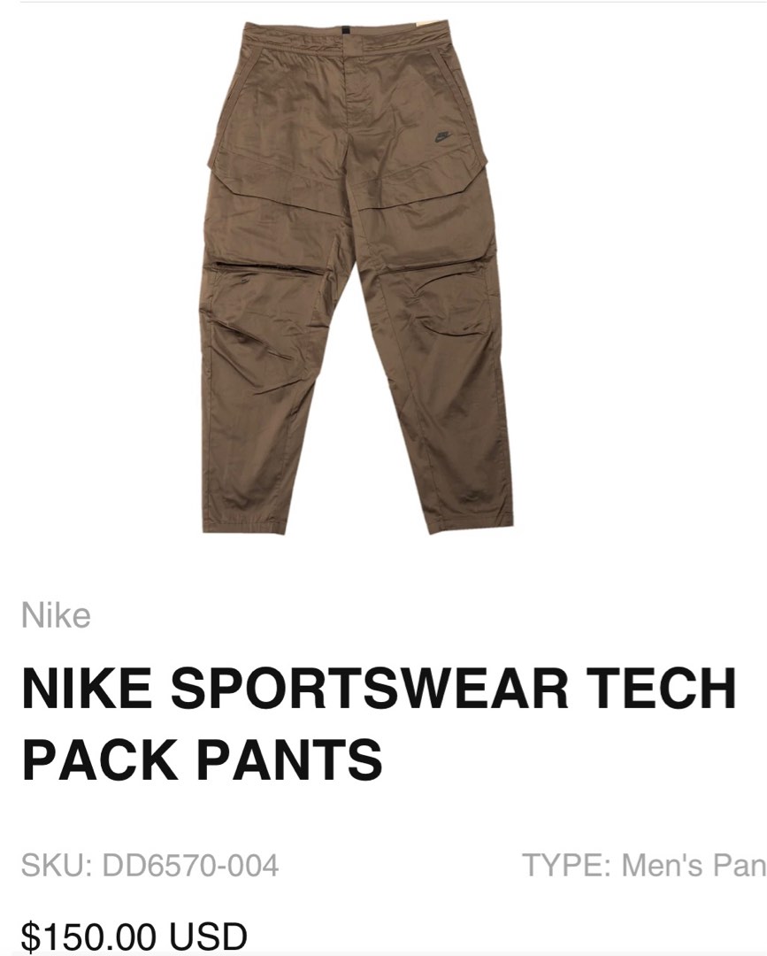 Nike Sportswear Tech Pack Pants, Men's Fashion, Activewear on Carousell