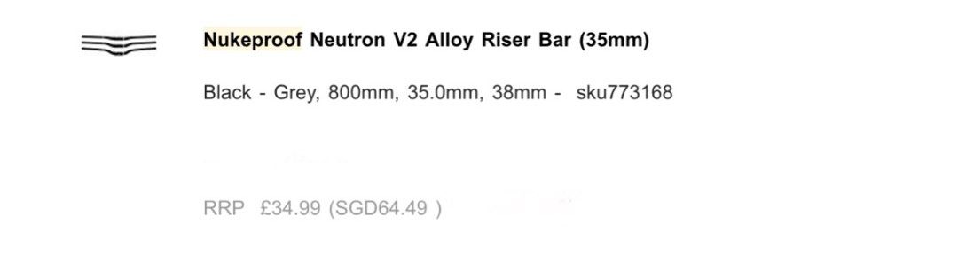 Nukeproof Neutron V2 Alloy Riser Bar(35mm), Sports Equipment, Bicycles ...