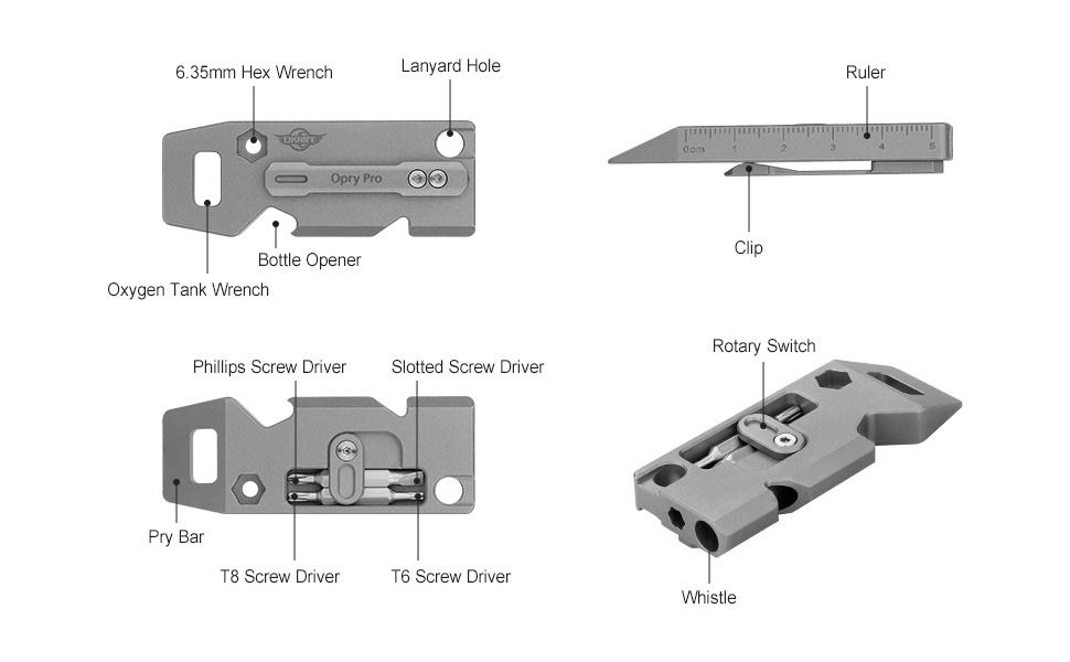 Olight Opry Pro 6-IN-1 Multi-Function Titanium Pry Bar, Sports ...