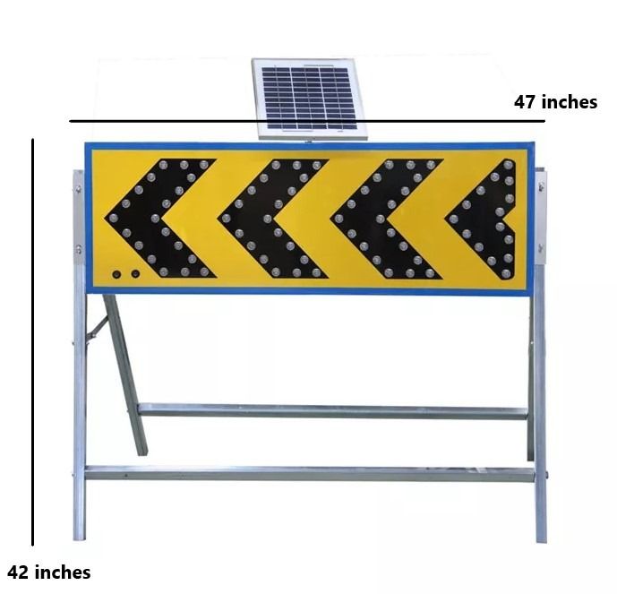 One Way Direction Solar Arrow Sign Board LED Warning Light with Stand ...