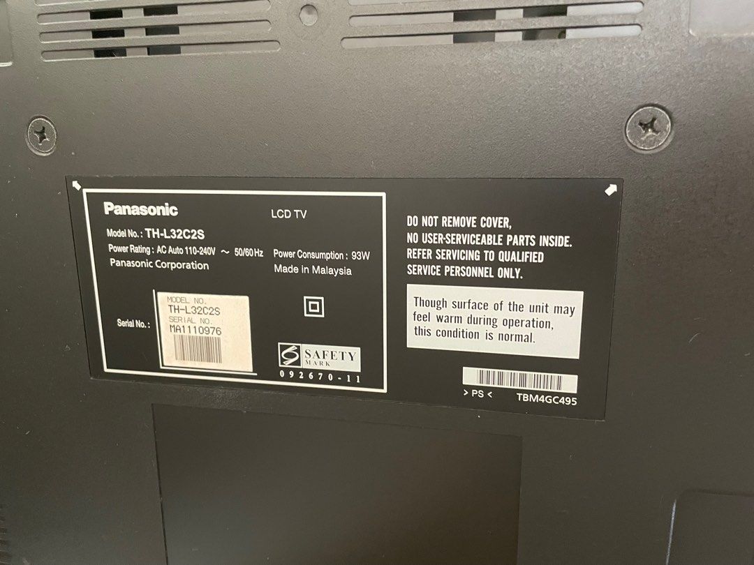 Panasonic 32 LCD- No remote, TV & Home Appliances, TV & Entertainment ...