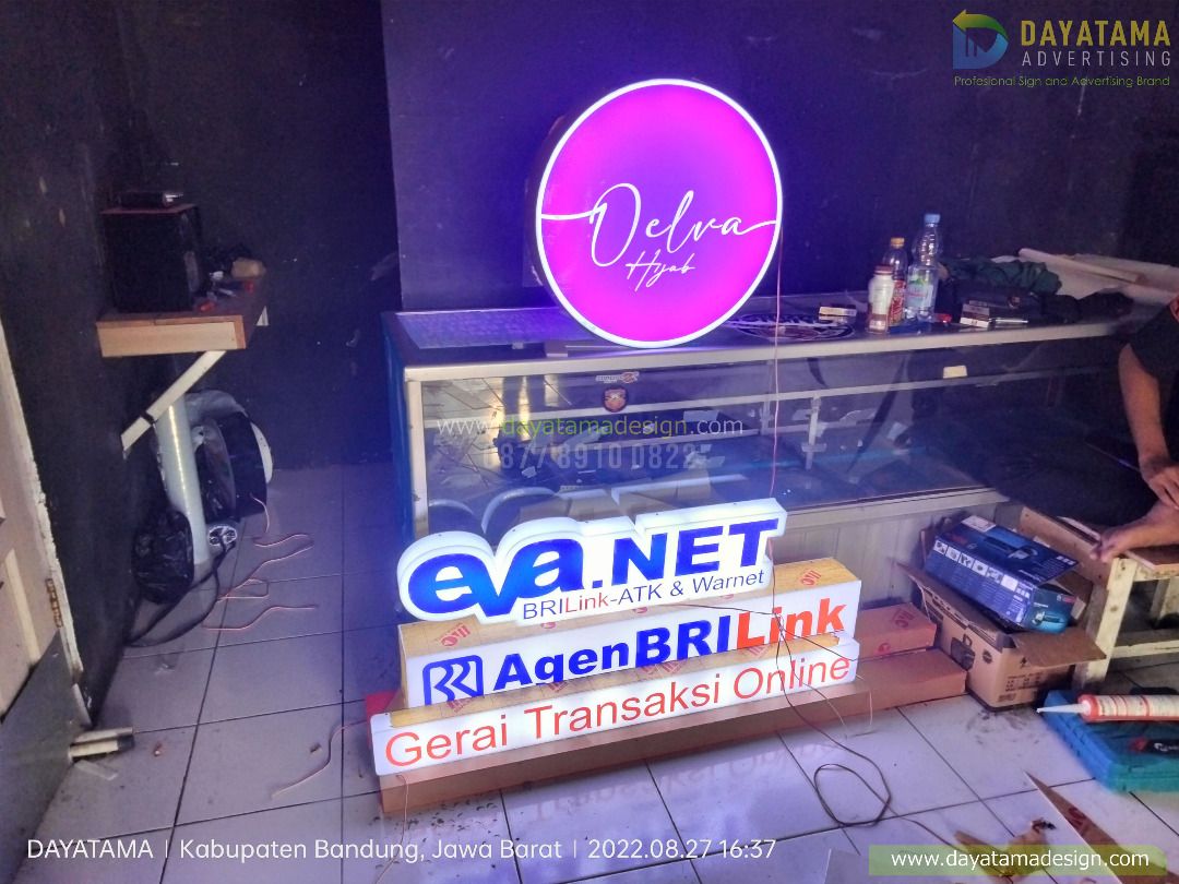 Papan Nama Neon Box Agen BRILink, Desain & Kerajinan Tangan, Karya Seni ...