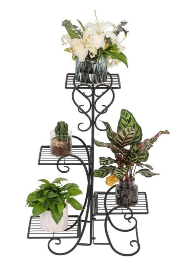 Plant Rack Plant Stand Wrought Iron Flower Pot Rack Metal Plant Stand ...