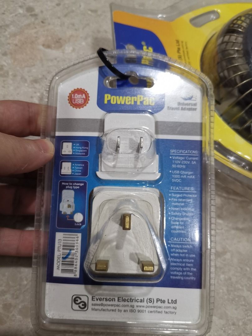 POWERPAC USB Classic Mini Fan (metal blade), Free Multi Travel Adapter ...
