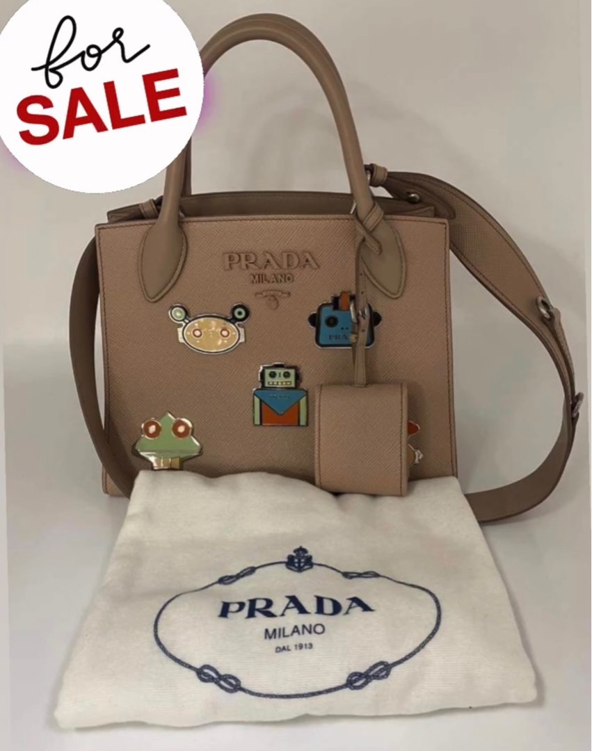 PRADA SAFFIANO ROBOT MONOCHROME, Luxury, Bags & Wallets on Carousell