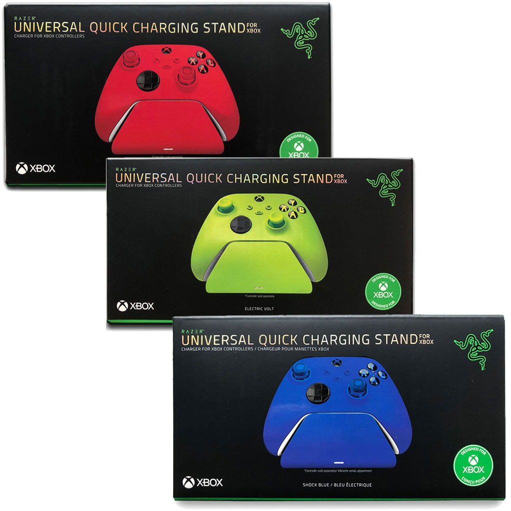 Razer Xbox Controller Quick Charging Red/Green/Blue Stand + Battery ...