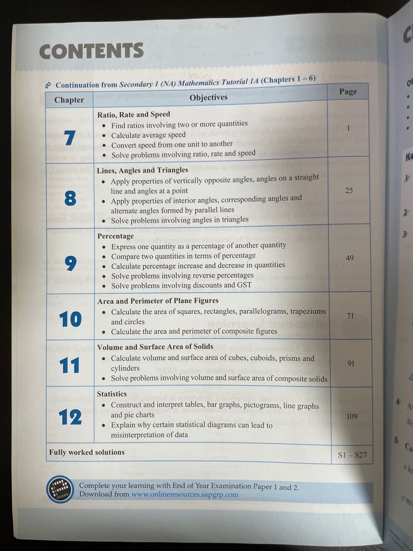 S1 NA Mathematics Tutorial 1B Edition 2017, Hobbies & Toys, Books ...