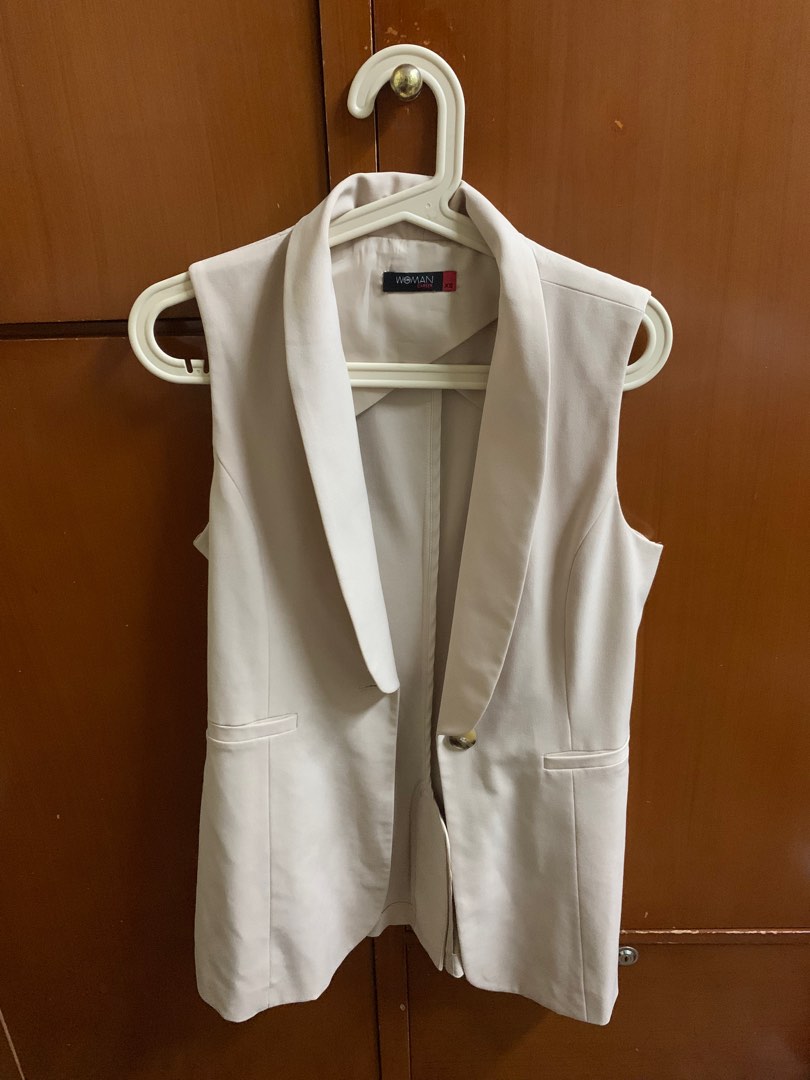 SM Woman Long Vest Jacket / Beige, Women's Fashion, Coats, Jackets and ...
