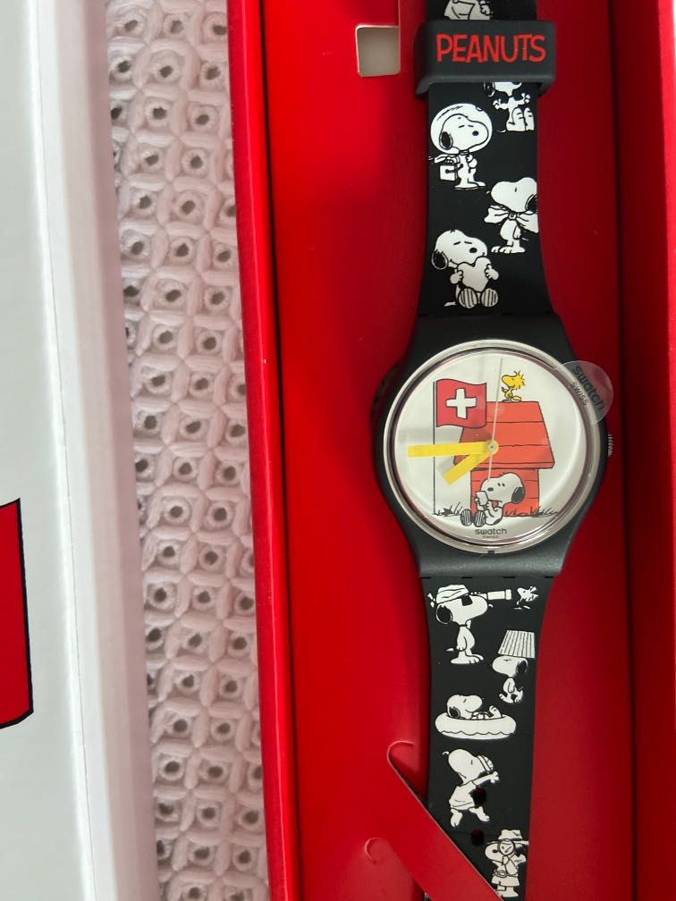 Swatch Peanuts Limited Edition Watch with Box and Bag, Women's Fashion ...
