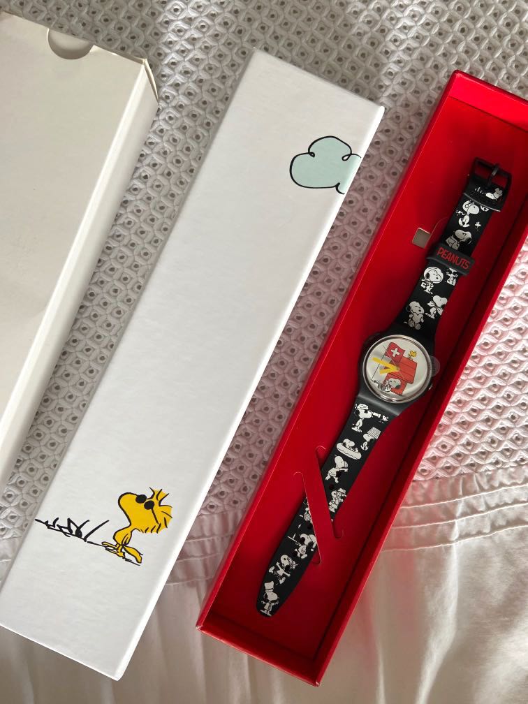 Swatch Peanuts Limited Edition Watch with Box and Bag, Women's Fashion ...
