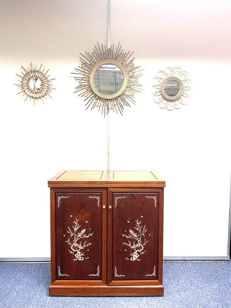 Teak Bar mother of pearl inlay, Furniture & Home Living, Furniture ...