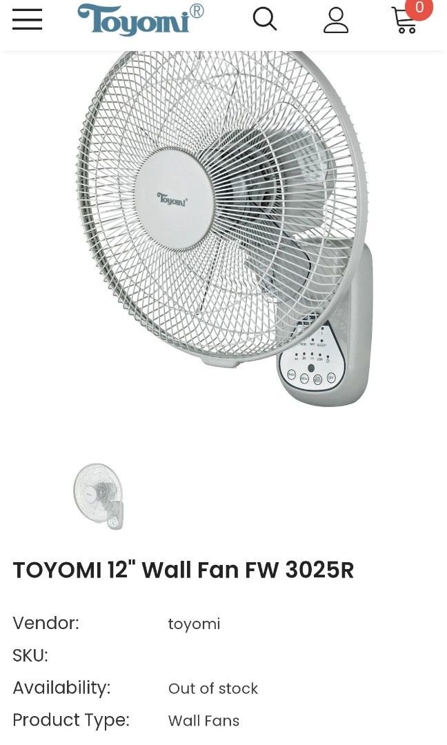 Toyomi 12 Inch Wall Fan w Remote Control, Furniture & Home Living ...