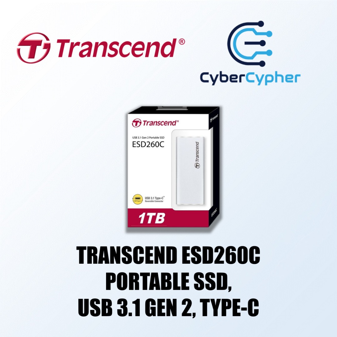 Transcend ESD260C Portable SSD, USB 3.1 Gen 2, Type-C, Computers & Tech, Parts & Accessories ...