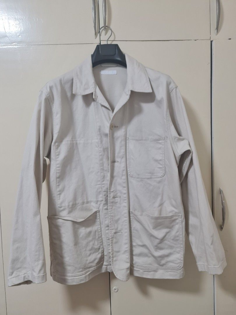 Uniqlo Denim White Utility Jacket, Men's Fashion, Coats, Jackets and ...