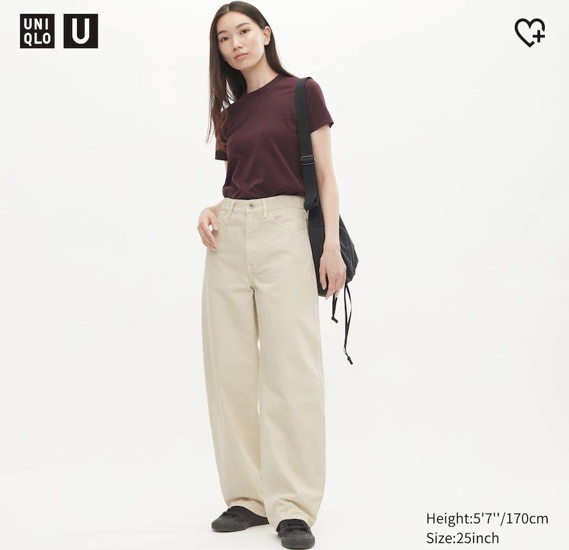 Uniqlo U Rounded Pants (Cream Color), Women's Fashion, Bottoms, Jeans ...