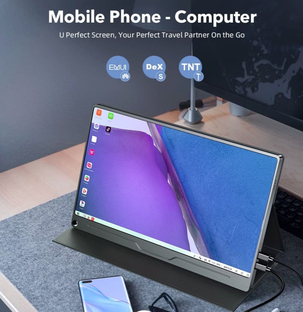 USB-C Portable Monitor - 15.6 Inch 1080P FHD HDR Zero Frame USB-C ...