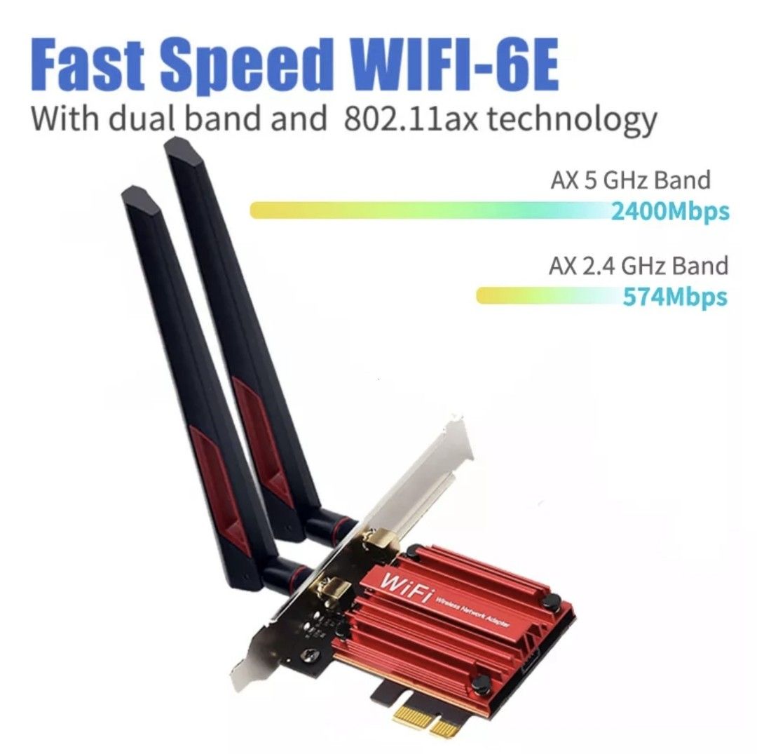 WiFi 6E AX210 PCI-E WiFi Card BT5.3 160MHz Tri-Band Expands WiFi into 6GHz/5GHz/2.4GHz 5400Mbps ...