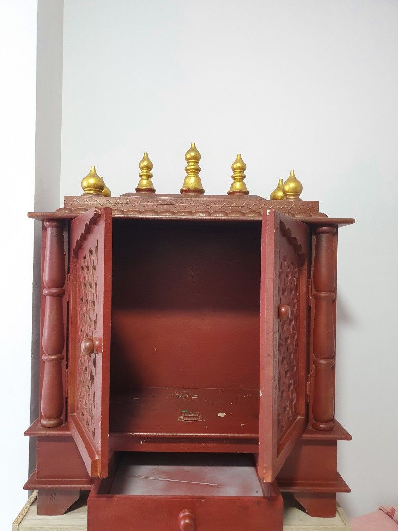 Wooden Hindu Prayer Altar (List Price 500 SGD), Furniture & Home Living ...