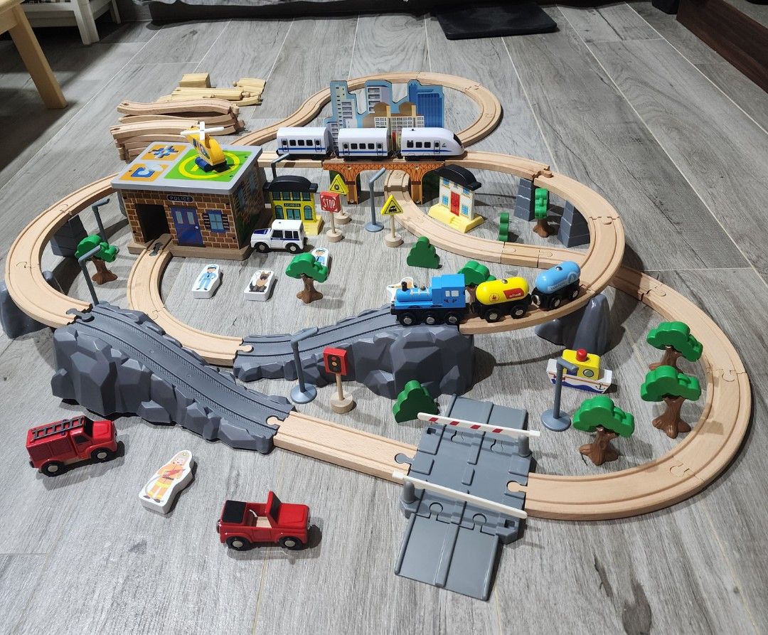 Wooden Train Set 100pcs With Electric Train, Hobbies & Toys, Toys ...