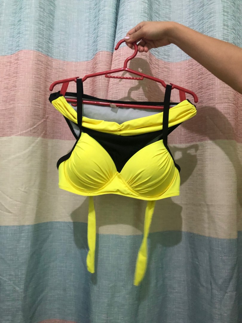 Yellow two piece bikini swim wear, Women's Fashion, Swimwear, Bikinis ...