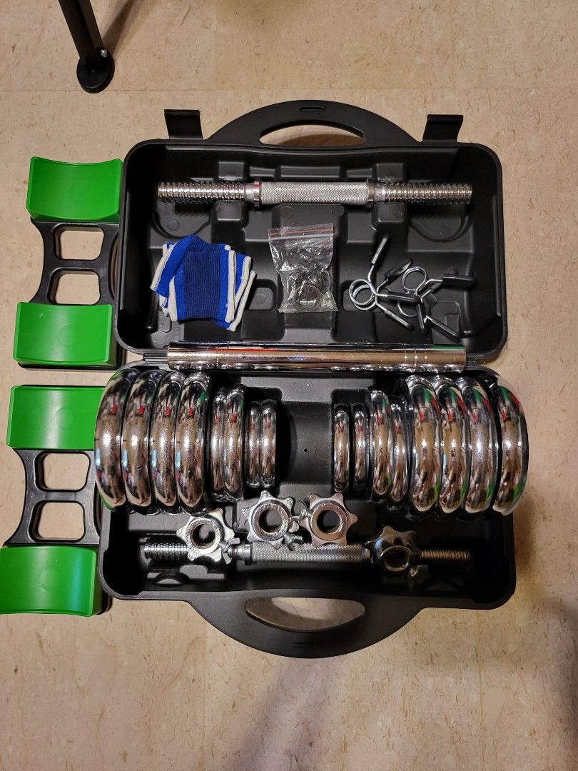 York Chrome Dumbbell Set 30kg, Sports Equipment, Exercise & Fitness ...