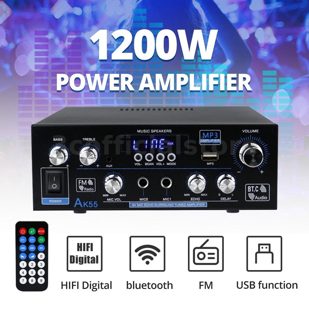 1200W Mini Hi-Fi Digital bluetooth Wireless Power Amplifier Car Home ...