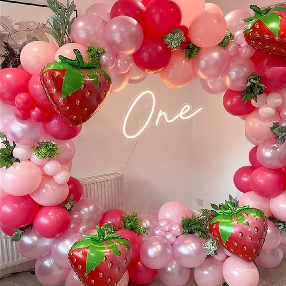 127pcs Strawberry Party Decoration Balloon Garland Kit for Girls 1st ...