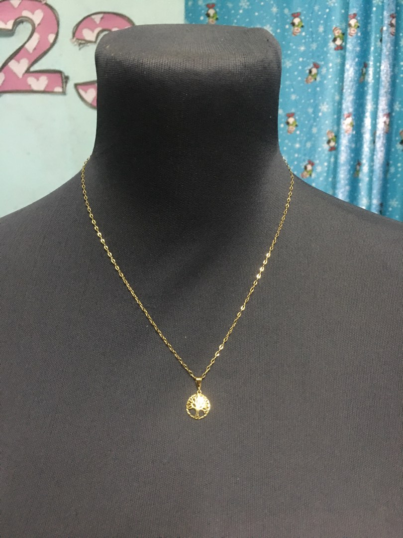 18K PAWNABLE Tree of Life Pendant and Chain, Women's Fashion, Jewelry ...