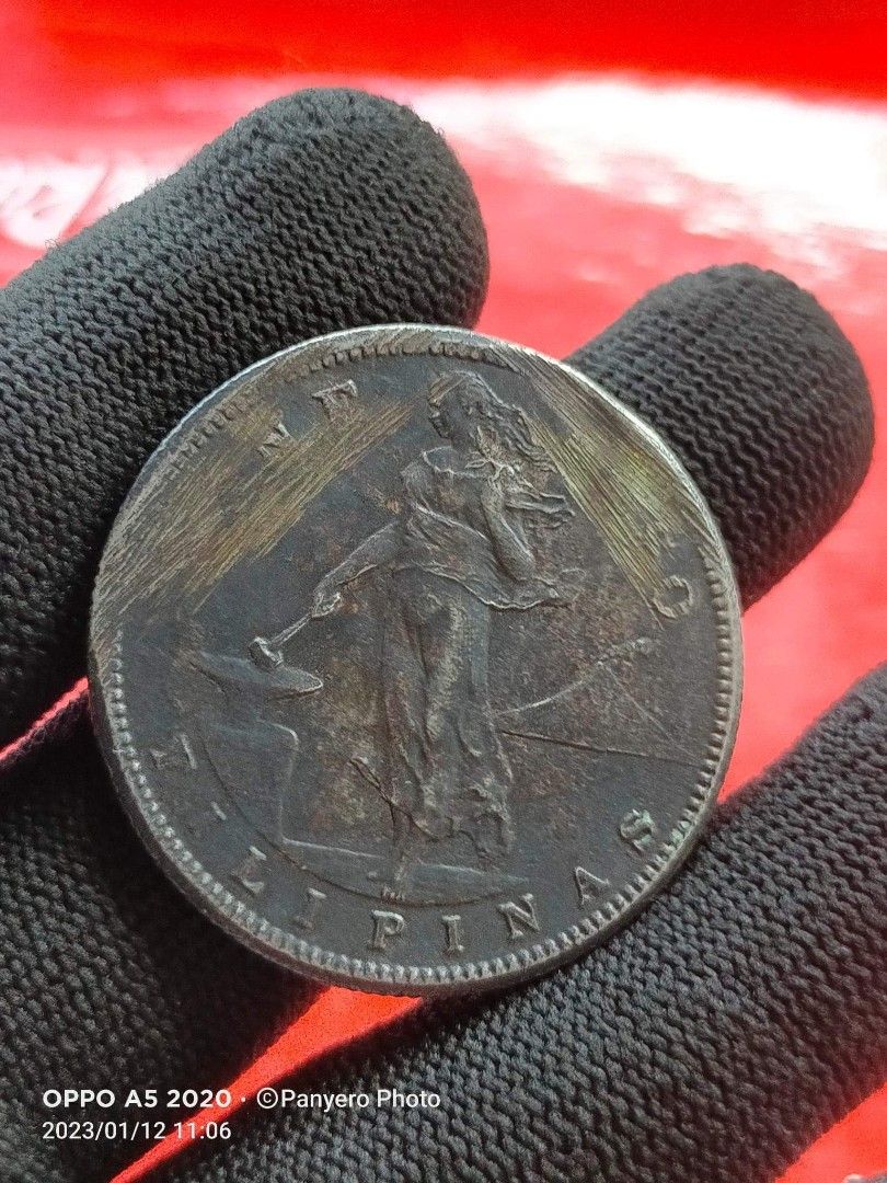 1907s one peso Philippine antik silver coin, Hobbies & Toys ...