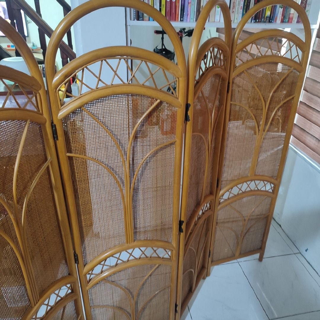 4 Panel Rattan Divider/Partition, Furniture & Home Living, Furniture ...