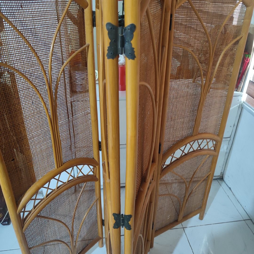 4 Panel Rattan Divider/Partition, Furniture & Home Living, Furniture ...