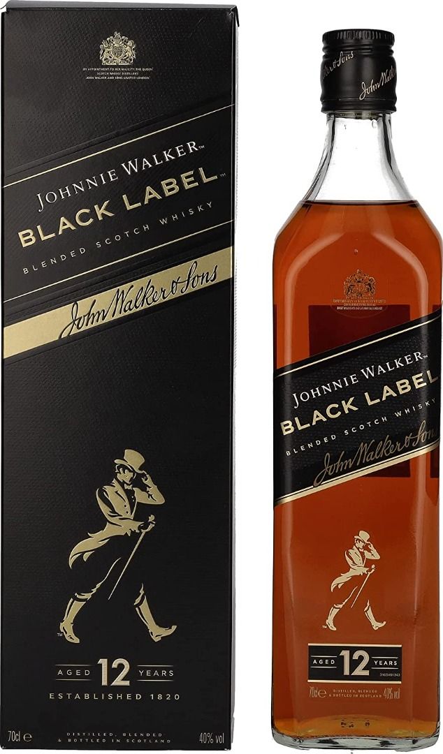 有盒 700ml Johnnie Walker black label 12 years blended Scotch Whisky abv ...