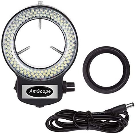 AmScope - 144 LED Ring Light for Stereo Microscopes, Variable Intensity ...