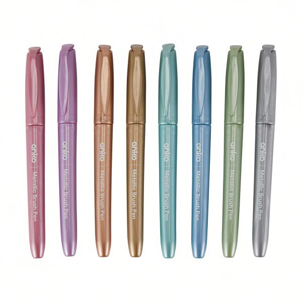Anko Metallic Brush Pens - 8pcs, Hobbies & Toys, Stationary & Craft ...