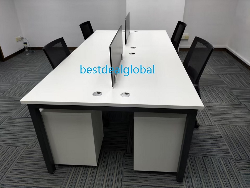 B144 Workstation w Partitions, Office Table System Furniture Cubicle ...