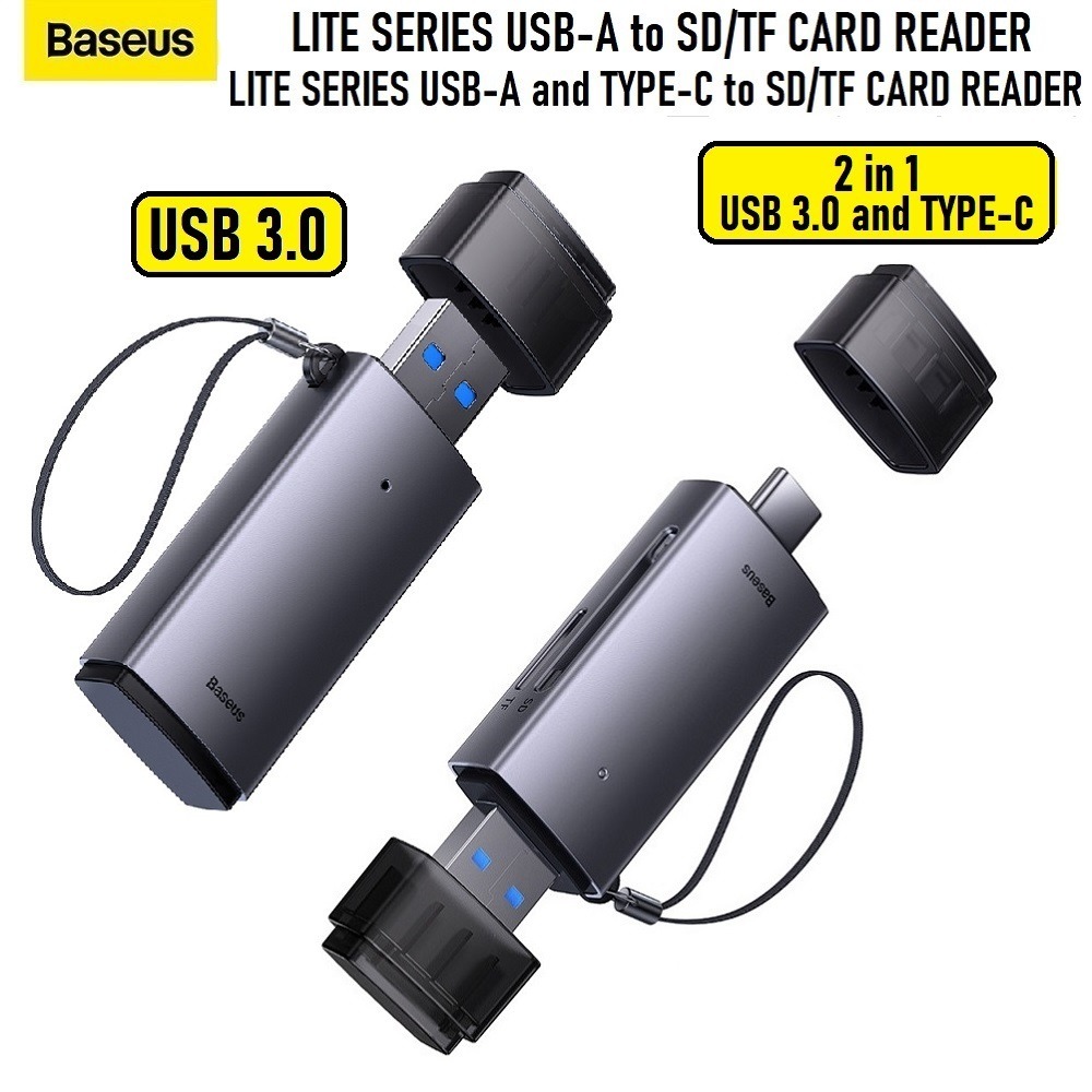 Baseus Lite Series USB 3.0 or USB 3.0 and Type-C to SD TF MicroSD ...