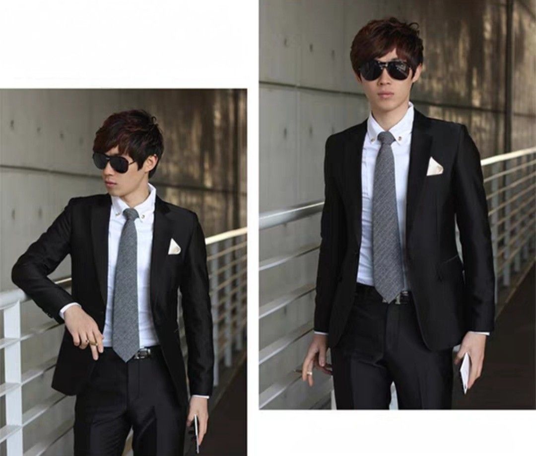 BLACK SUIT 7PC .MEN BLACK SUIT SET . QUALITY SUIT SLIM FIT .MEN FULL ...