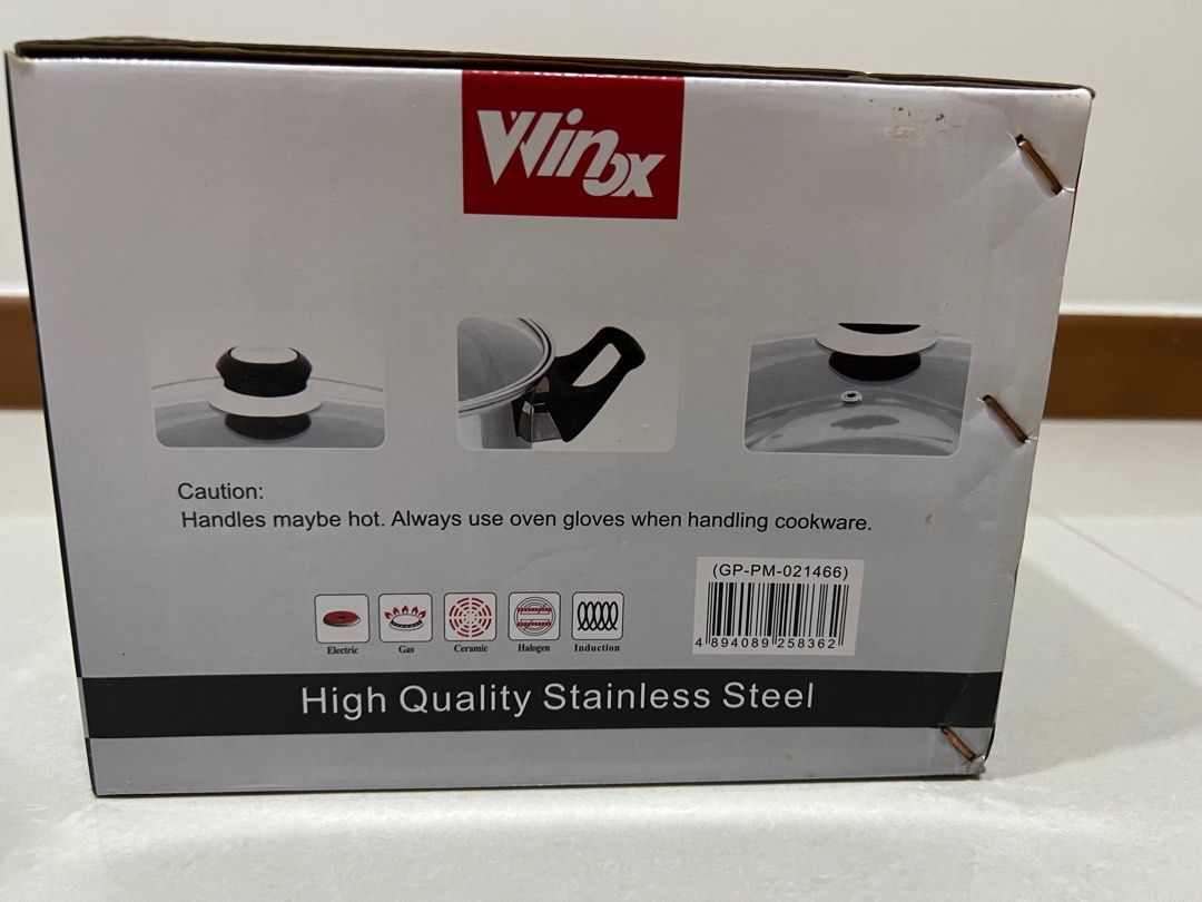 [BNIB] Vinox 20cm stainless steel stock pot with glass lid, Furniture & Home Living, Kitchenware ...