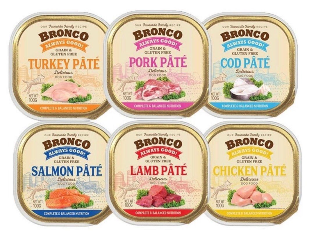 Bronco Pate Salmon / Cod / Turkey / Chicken / Pork, Pet Supplies, Pet ...