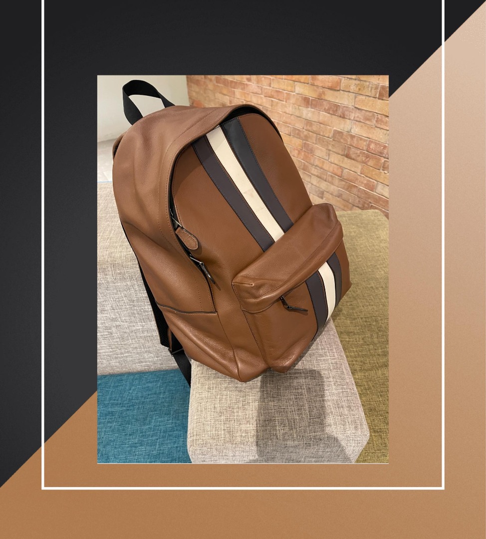 Coach Charlie Leather Backpack with Varsity Stripes, Men's Fashion ...